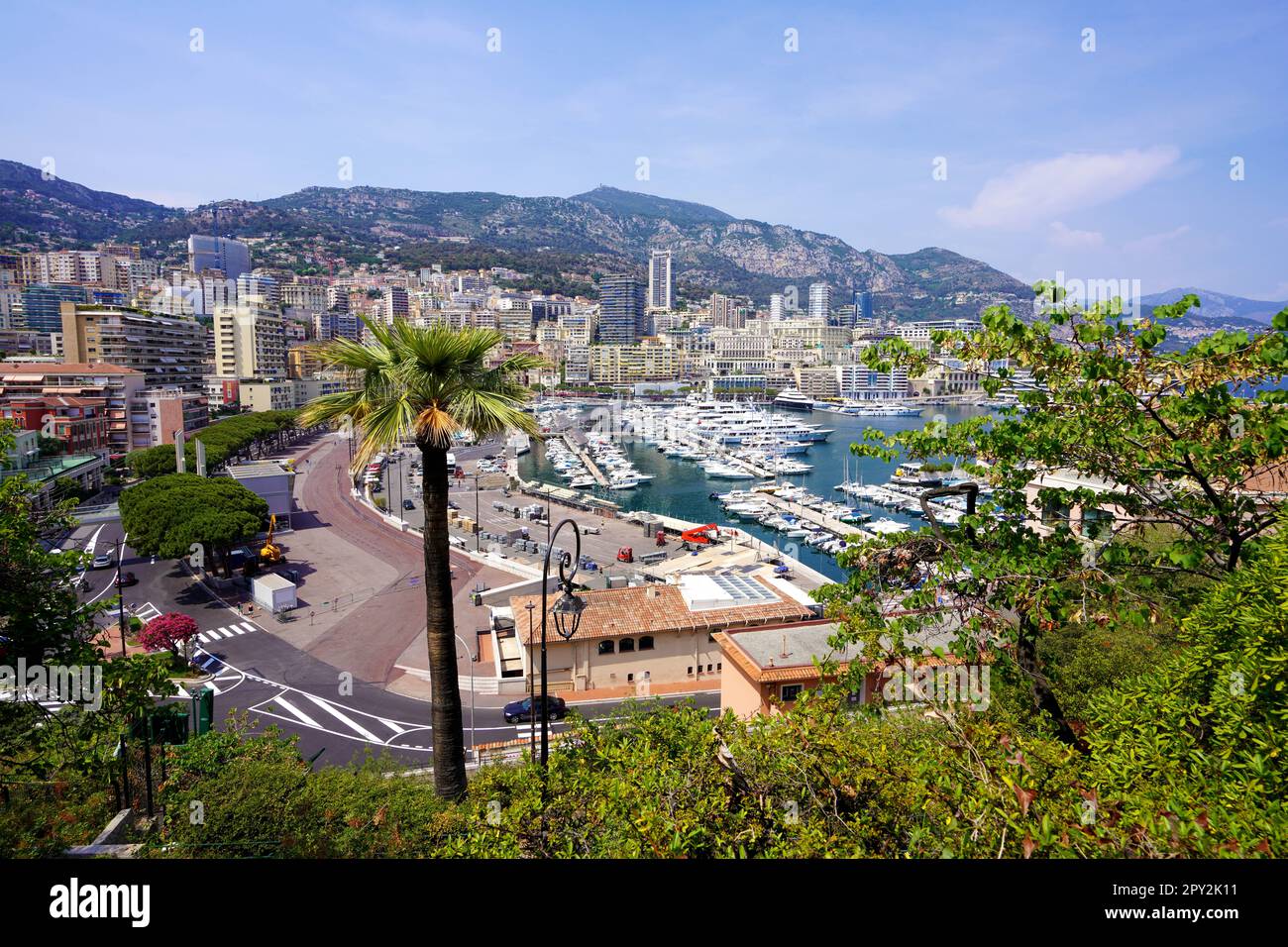 Monaco panoramic view with Monte Carlo harbour and yachts Stock Photo ...