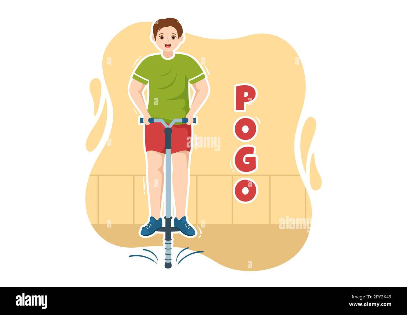 People Playing With Sport Jump Pogo Stick Illustration for Web Banner ...