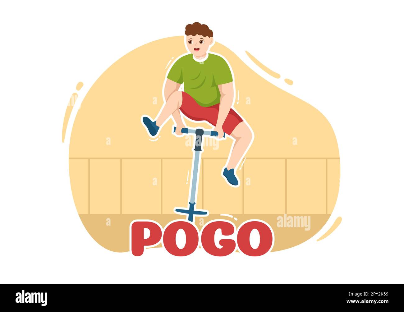 People Playing With Sport Jump Pogo Stick Illustration for Web Banner ...