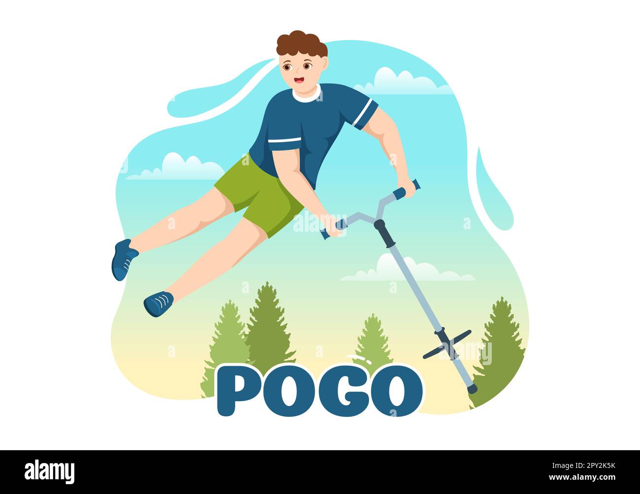 People Playing With Sport Jump Pogo Stick Illustration for Web Banner ...