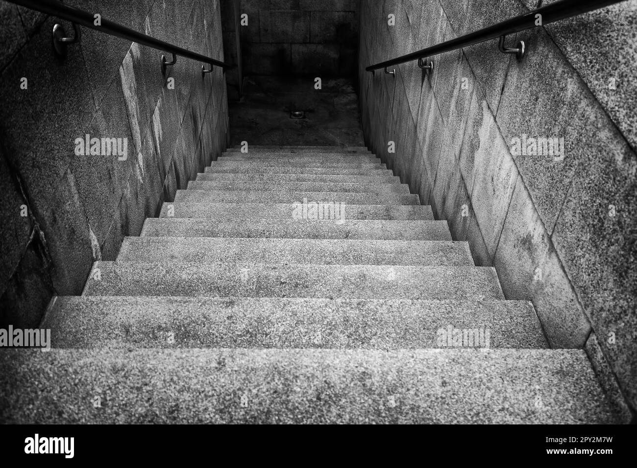 Detail of old stairs going down to the subway, architecture Stock Photo ...