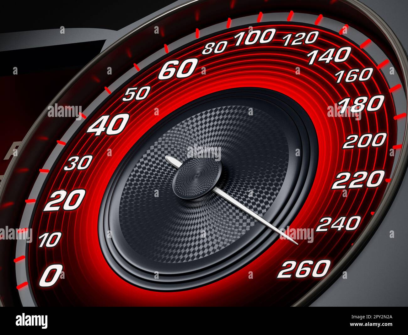 Modern speedometer pointing 250 km. 3D illustration Stock Photo - Alamy