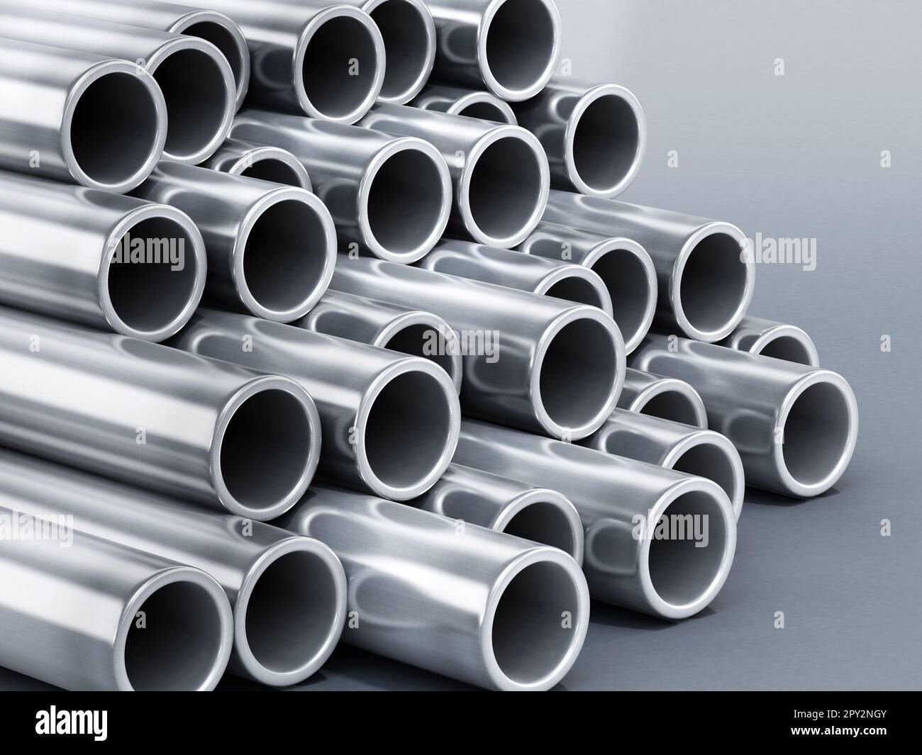 Steel tubes stack. 3D illustration Stock Photo - Alamy