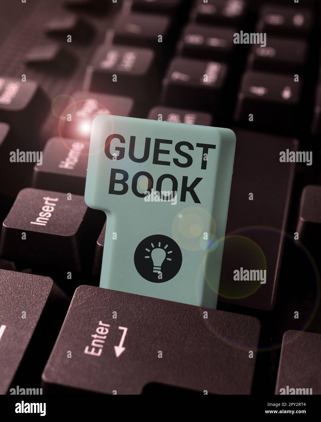 Hand writing sign Guest Book, Business overview electronic means for a ...