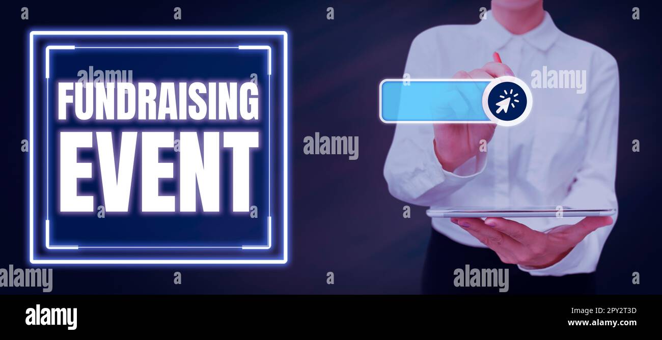 Hand writing sign Fundraising Event, Concept meaning campaign whose ...