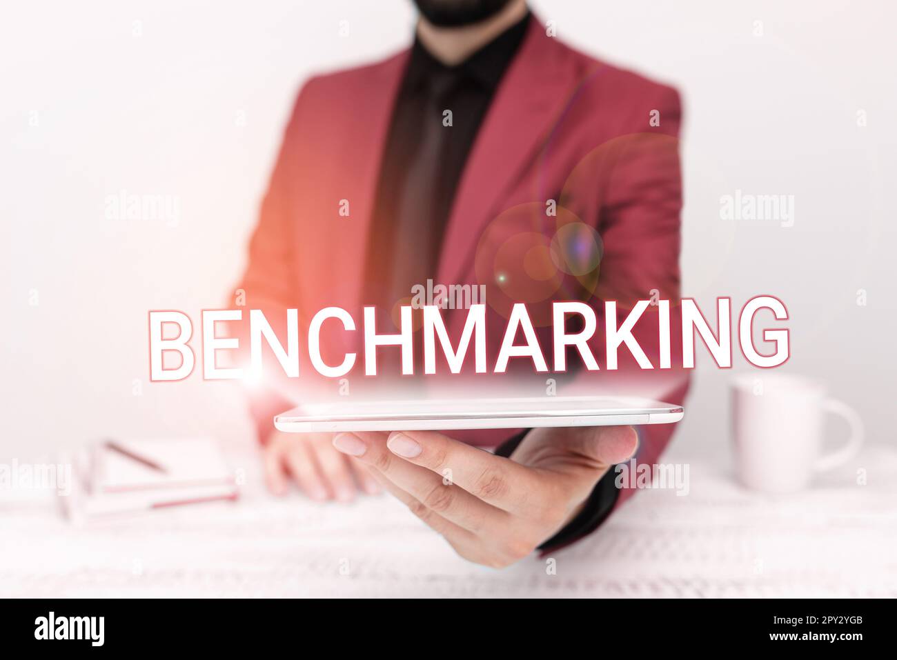 Sign displaying Benchmarking, Business concept Evaluate something by ...