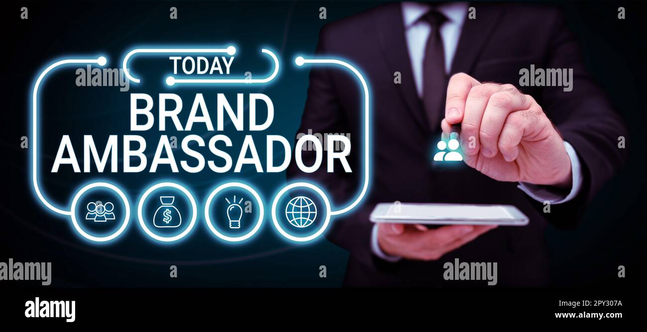 Text caption presenting Brand Ambassador, Word Written on agent ...