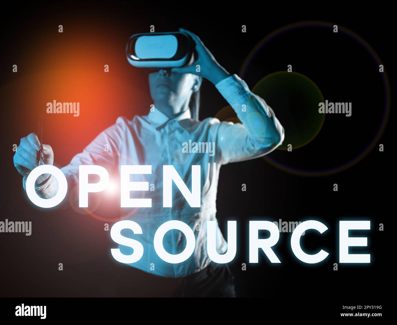 Conceptual caption Open Source, Business idea denoting software which original source code ...