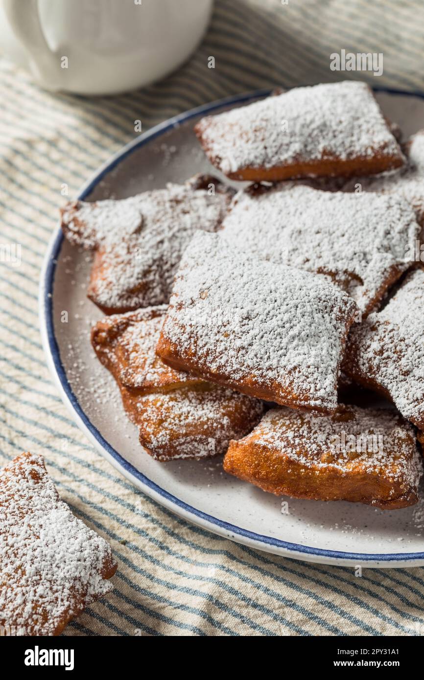 Homemade New Orleans French Beignets for Breakfast with Coffee Stock ...