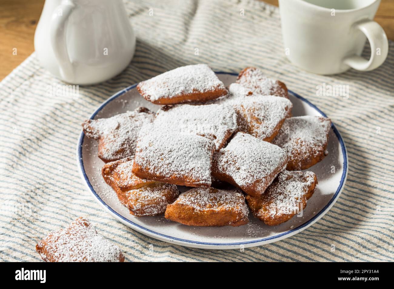 Homemade New Orleans French Beignets for Breakfast with Coffee Stock ...