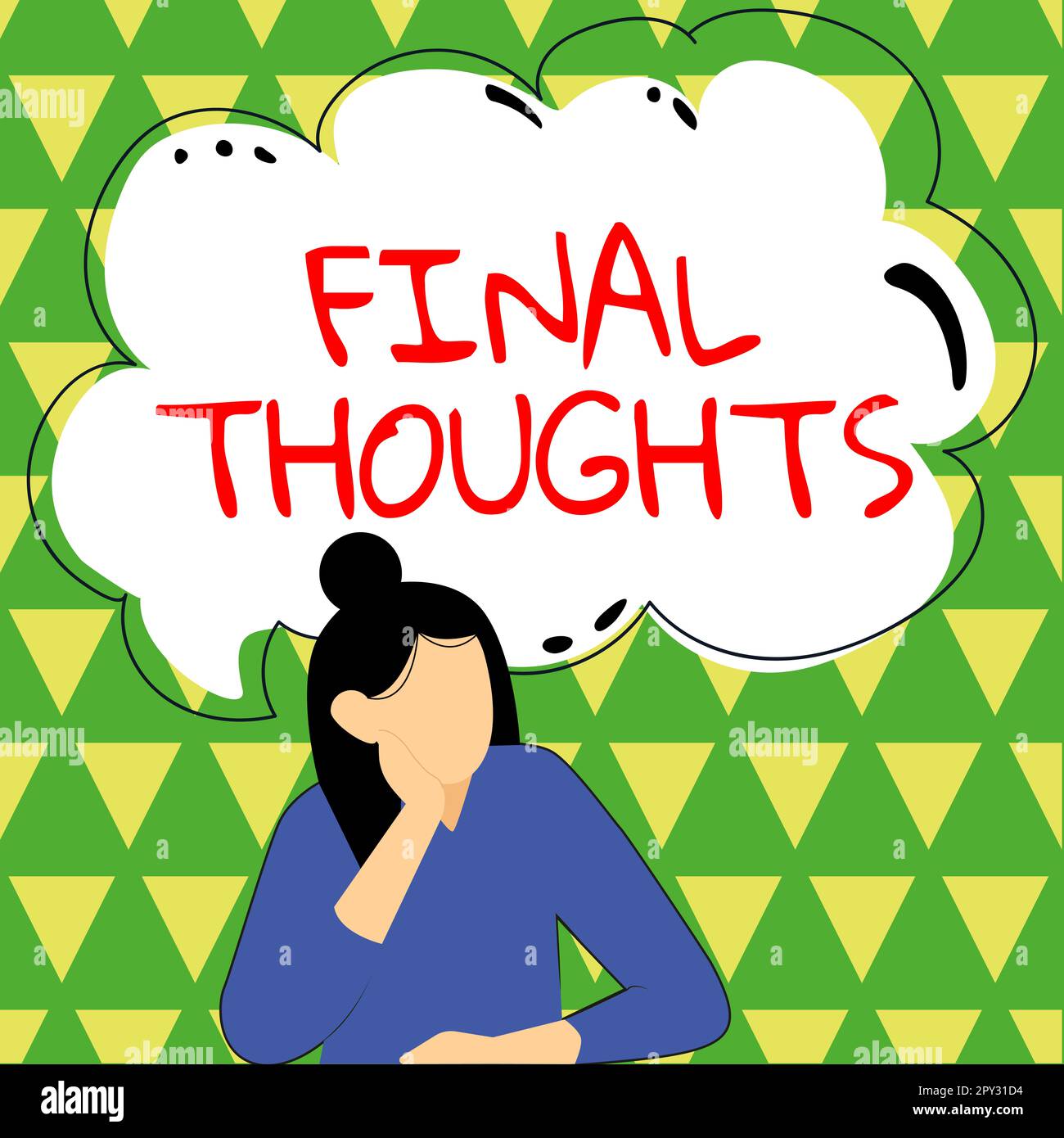 Text caption presenting Final Thoughts, Word for Conclusion Last Analysis Recommendations Finale ...