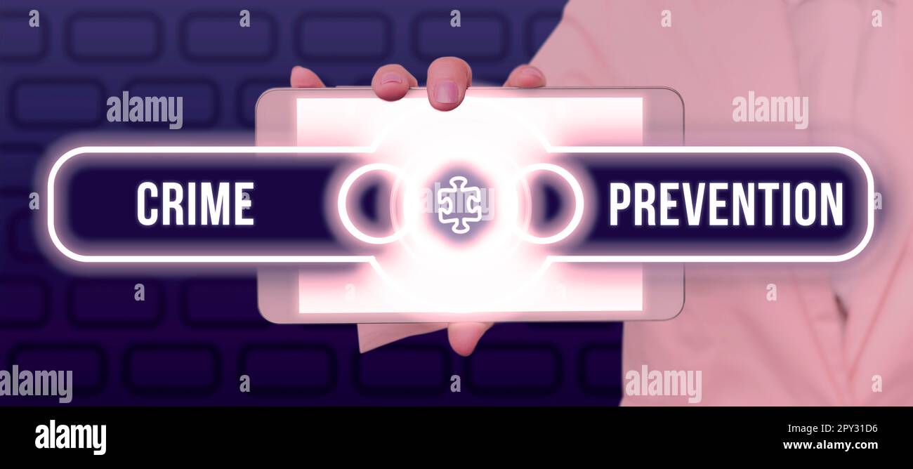 Hand writing sign Crime Prevention, Business concept Federal Offense ...