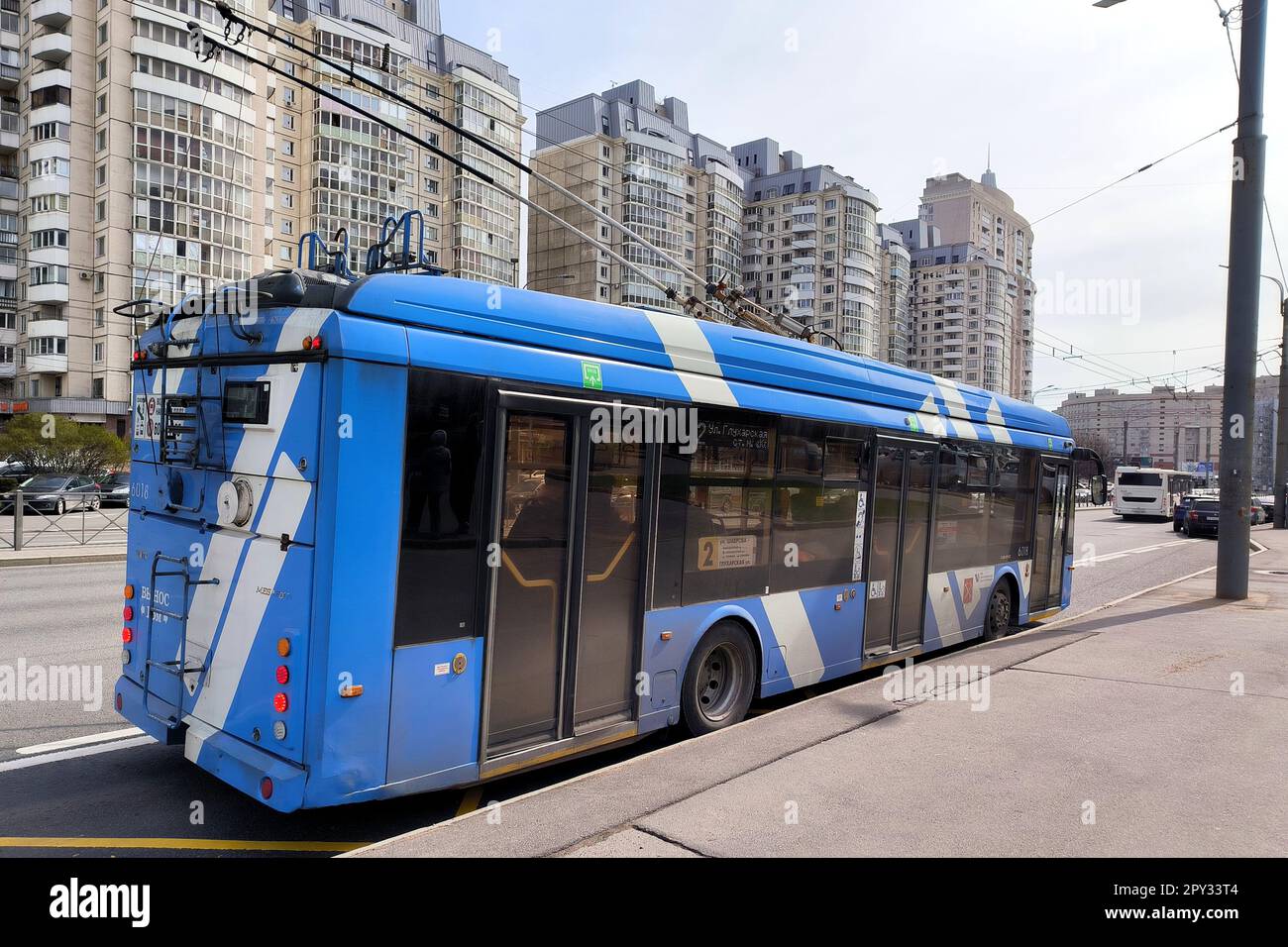 Russian Federation. Saint Petersburg. May, spring. Public transport at ...