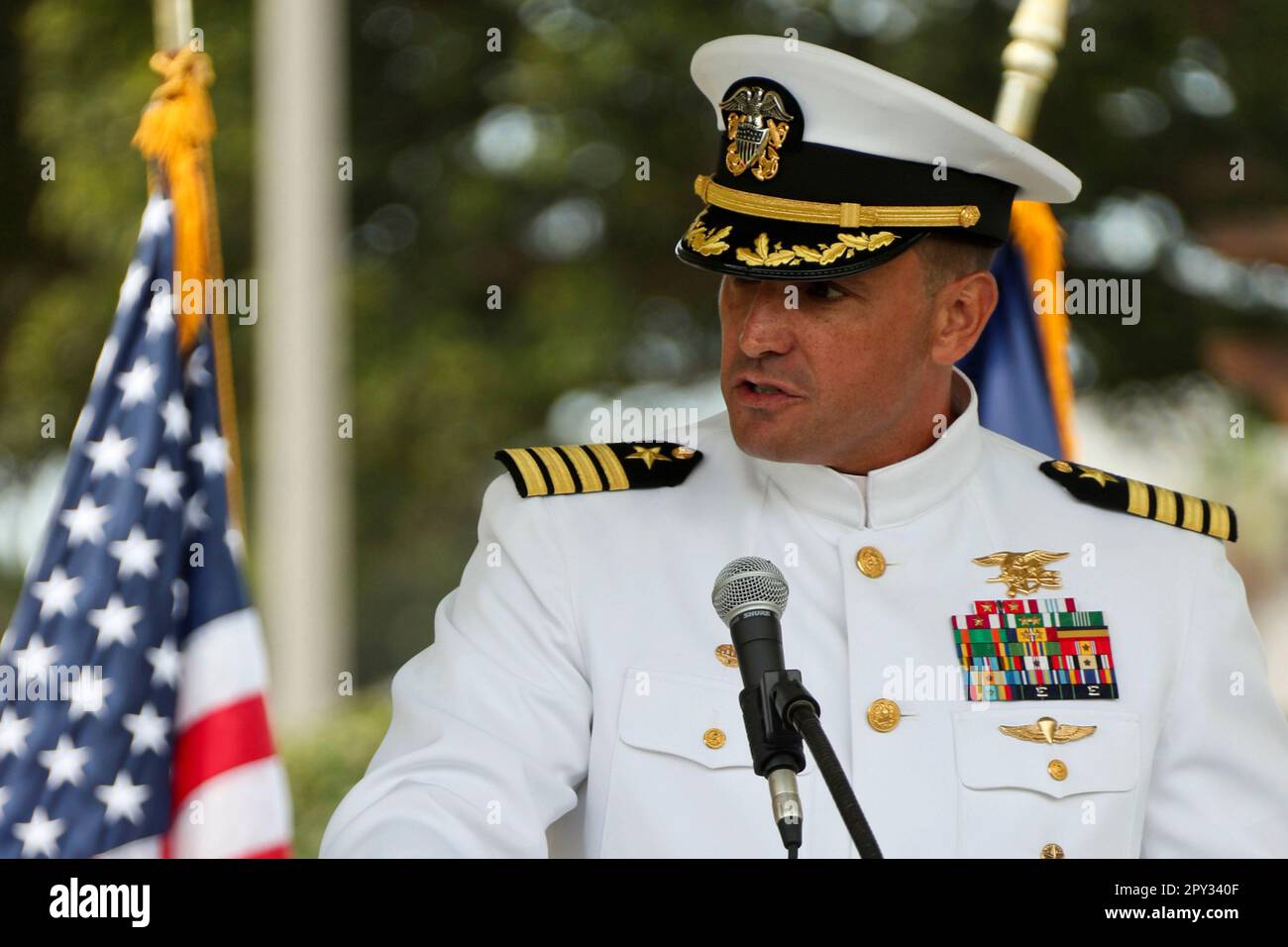 In this image provided by the U.S. Navy, Capt. Brian Drechsler ...