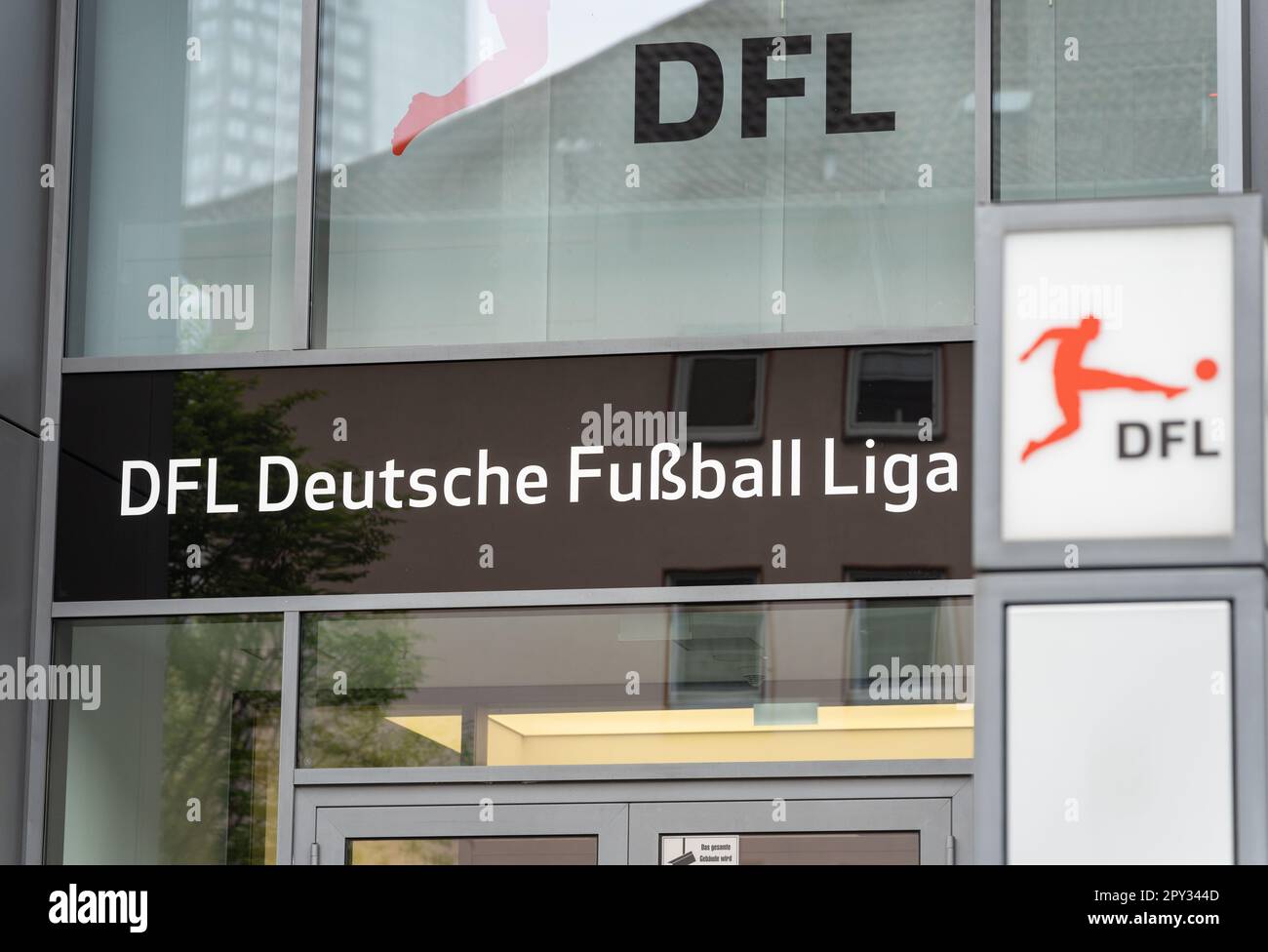02 May 2023, Hesse, Frankfurt/Main: The logo of the Deutsche Fußball ...