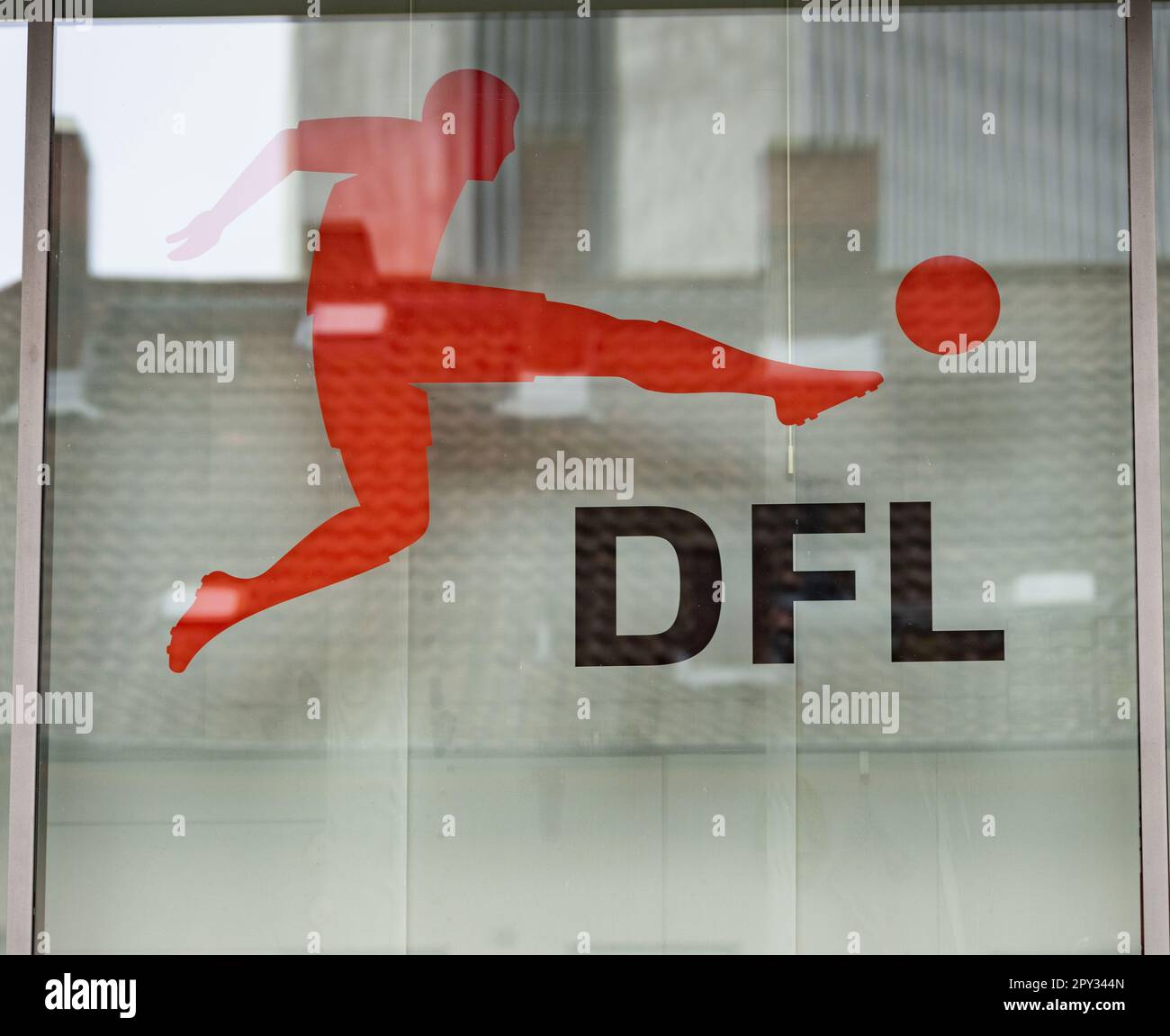 02 May 2023, Hesse, Frankfurt/Main: The logo of the Deutsche Fußball ...