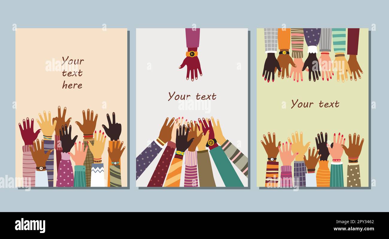 Set of posters with group of volunteer people Stock Vector Image & Art ...