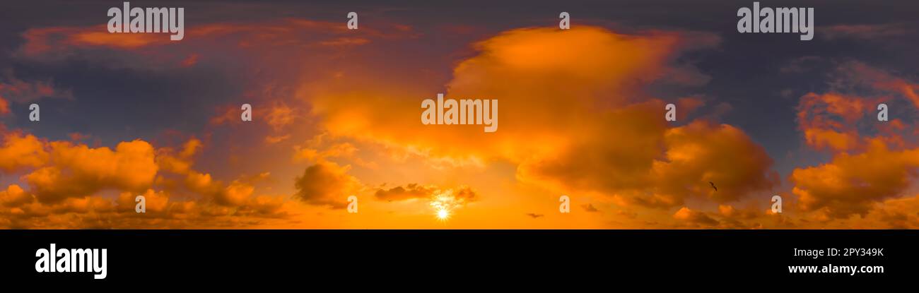 Blue Orange evening sky seamless panorama spherical equirectangular 360 ...