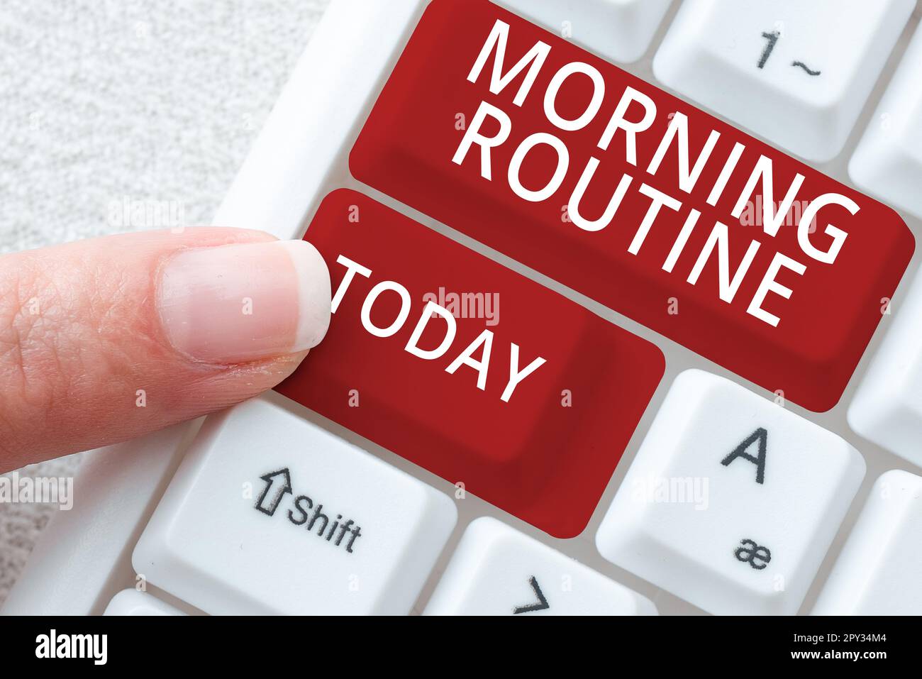 Conceptual caption Morning Routine, Business concept initiation of ...