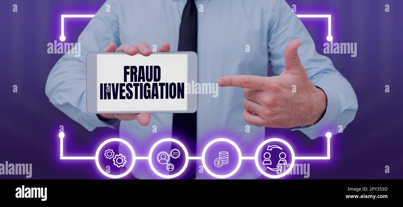 Text caption presenting Fraud Investigation, Concept meaning process of ... Text caption presenting Fraud Investigation, Concept meaning process of ...