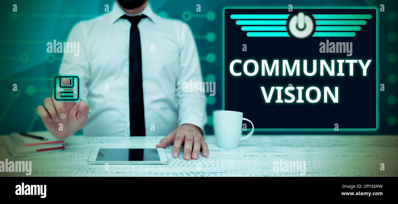 Text caption presenting Community Vision, Concept meaning Neighborhood ...