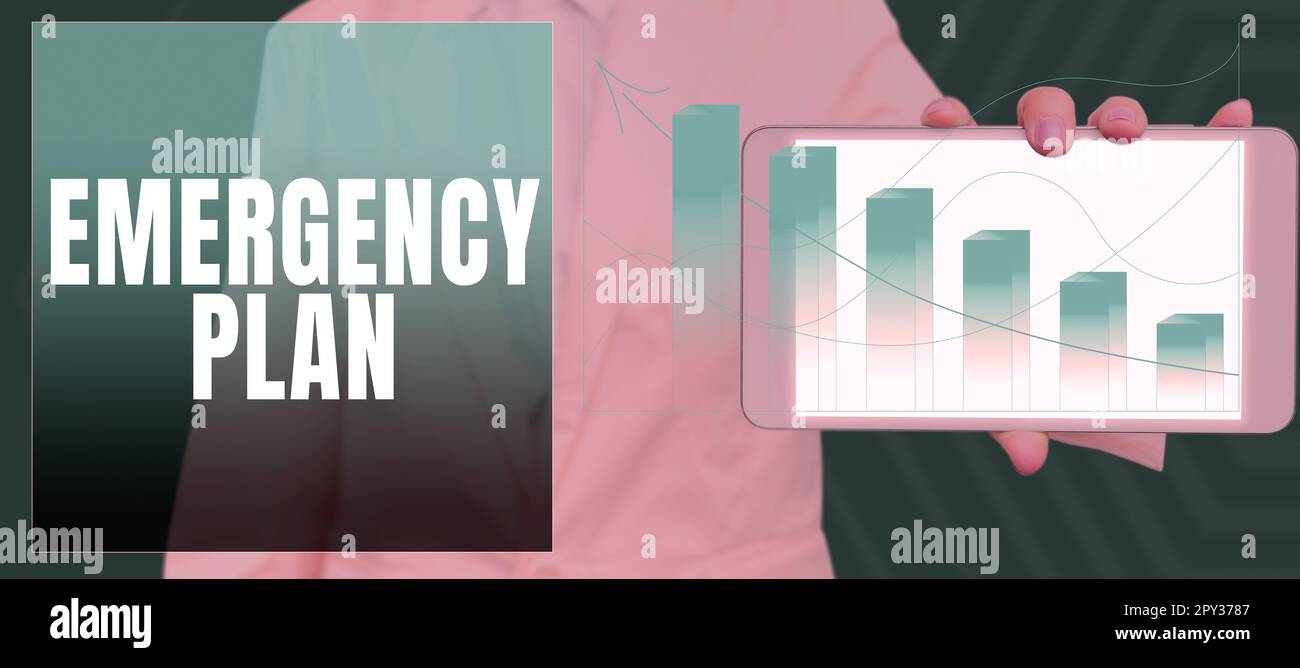 Text sign showing Emergency Plan, Word Written on Procedures for ...