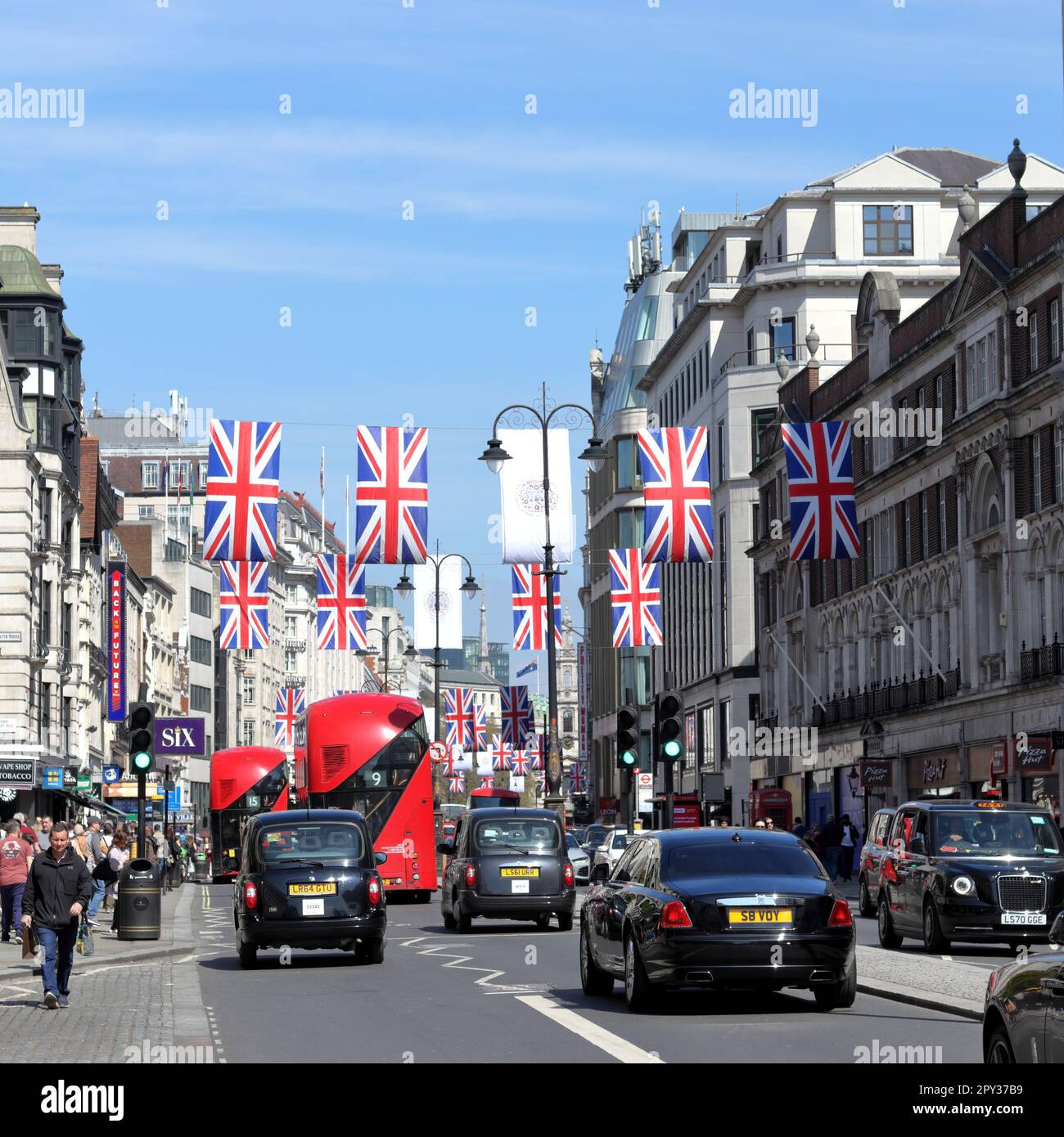 Banners and flags in Strand Street to celebrate the coronation of the ...