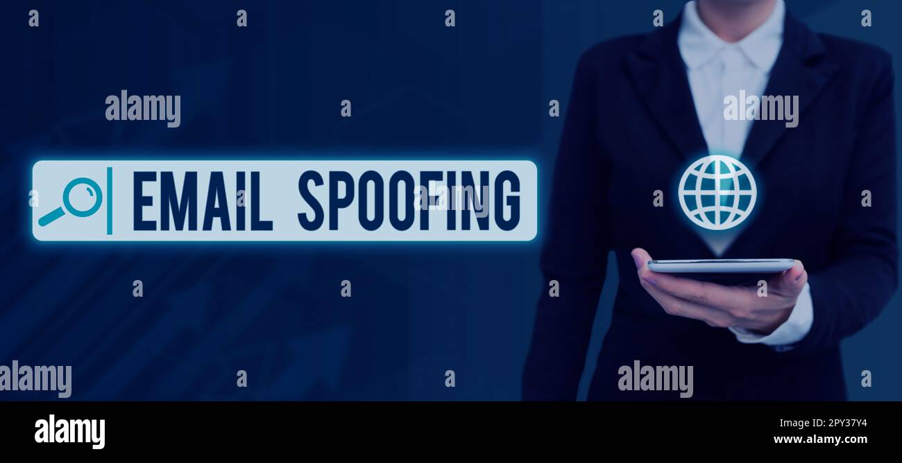 Text caption presenting Email Spoofing, Word Written on secure the ...