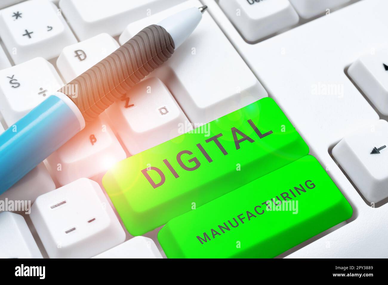 Sign displaying Digital Manufacturing, Business overview Working over ...