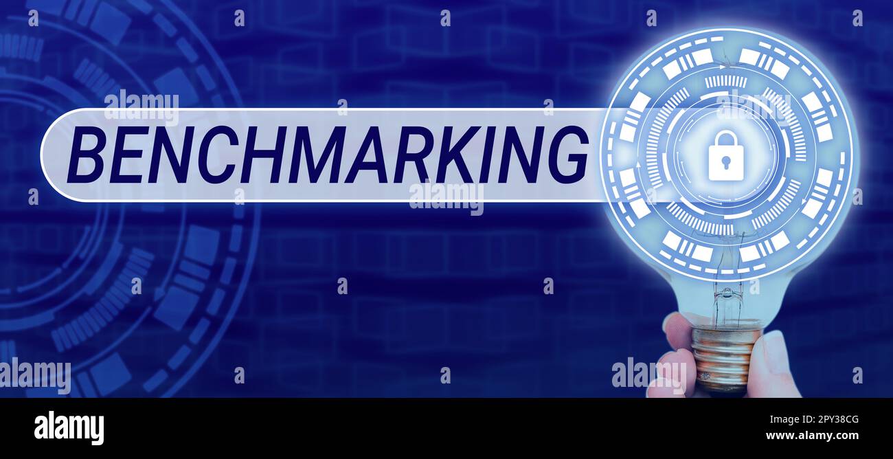 Text sign showing Benchmarking, Word for Evaluate something by ...
