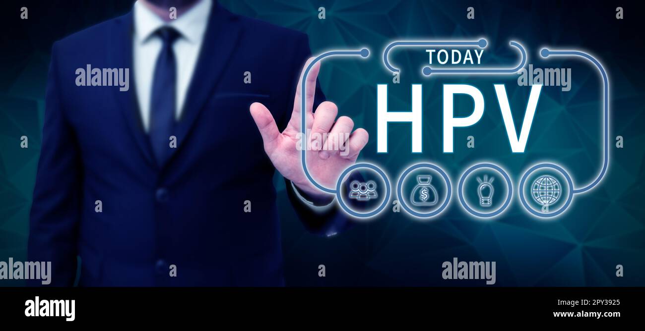 Writing displaying text Hpv, Concept meaning Group of viruses that ...