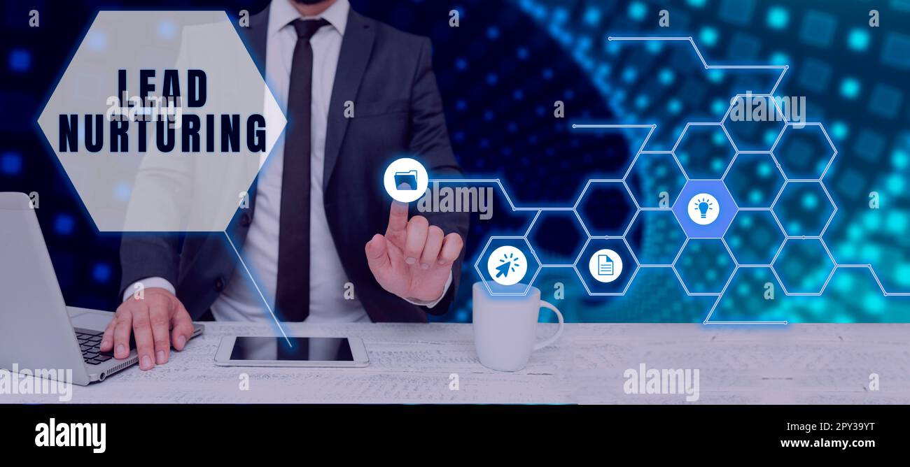 Conceptual caption Lead Nurturing, Word Written on method of building a ... Conceptual caption Lead Nurturing, Word Written on method of building a ...
