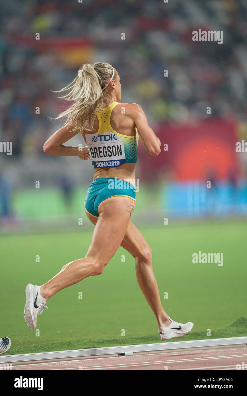 Genevieve GREGSON participating in the 3000 meter steeplechase at the ...