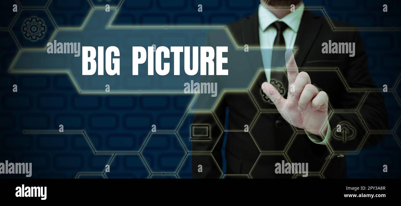 Hand writing sign Big Picture, Concept meaning most important facts ...