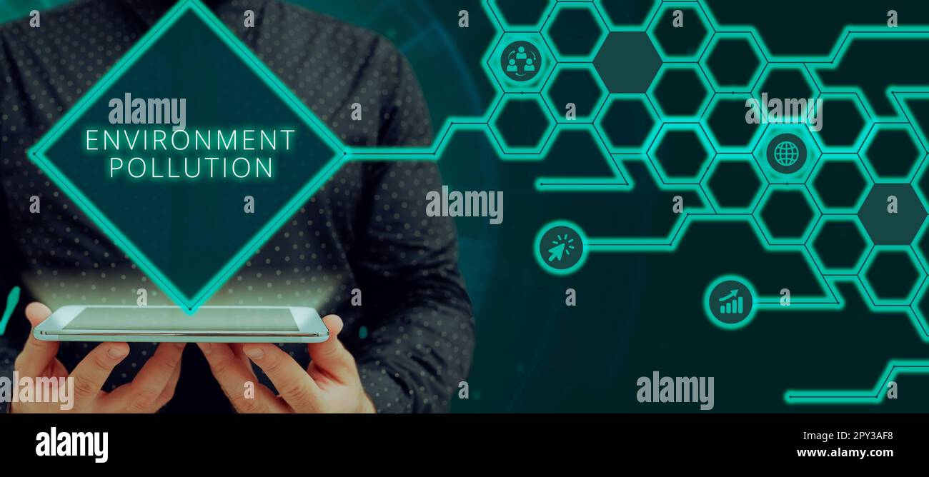Conceptual display Environment Pollution, Word Written on observing and ...