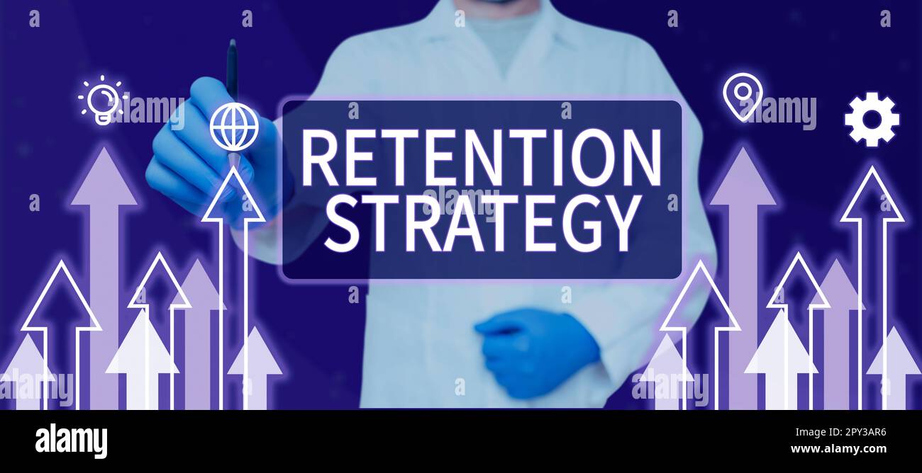 Sign displaying Retention Strategy, Concept meaning activities to ...