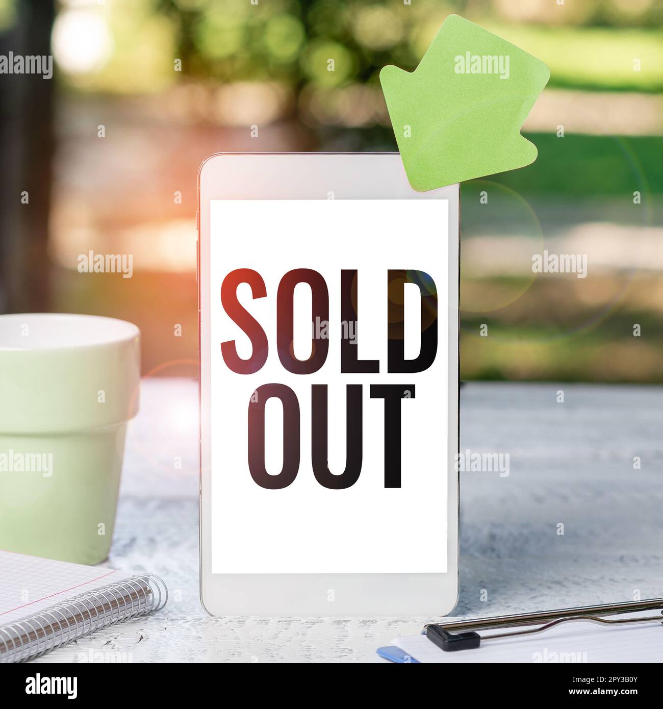 Conceptual caption Sold Out, Business idea Not available anymore ...