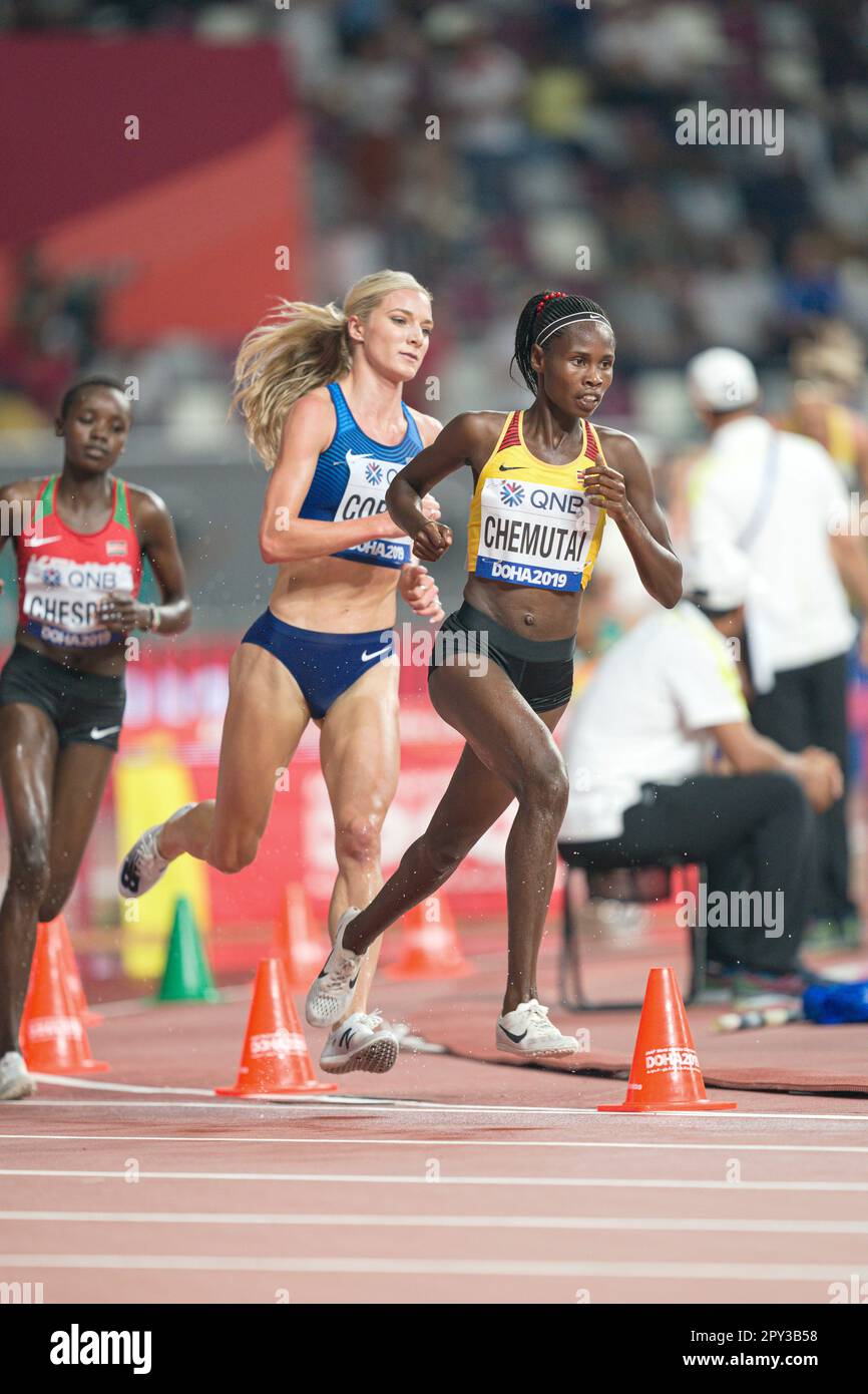 Peruth CHEMUTAI participating in the 3000 meter steeplechase at the ...
