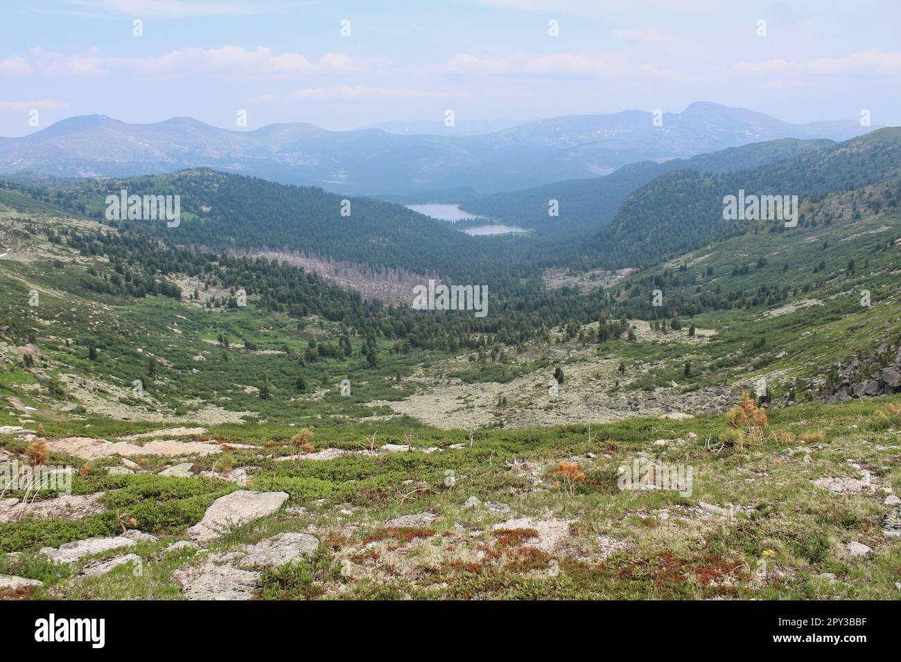 Fishless lakes in mountain Ergaki nature park, Siberia, Russia Stock ...