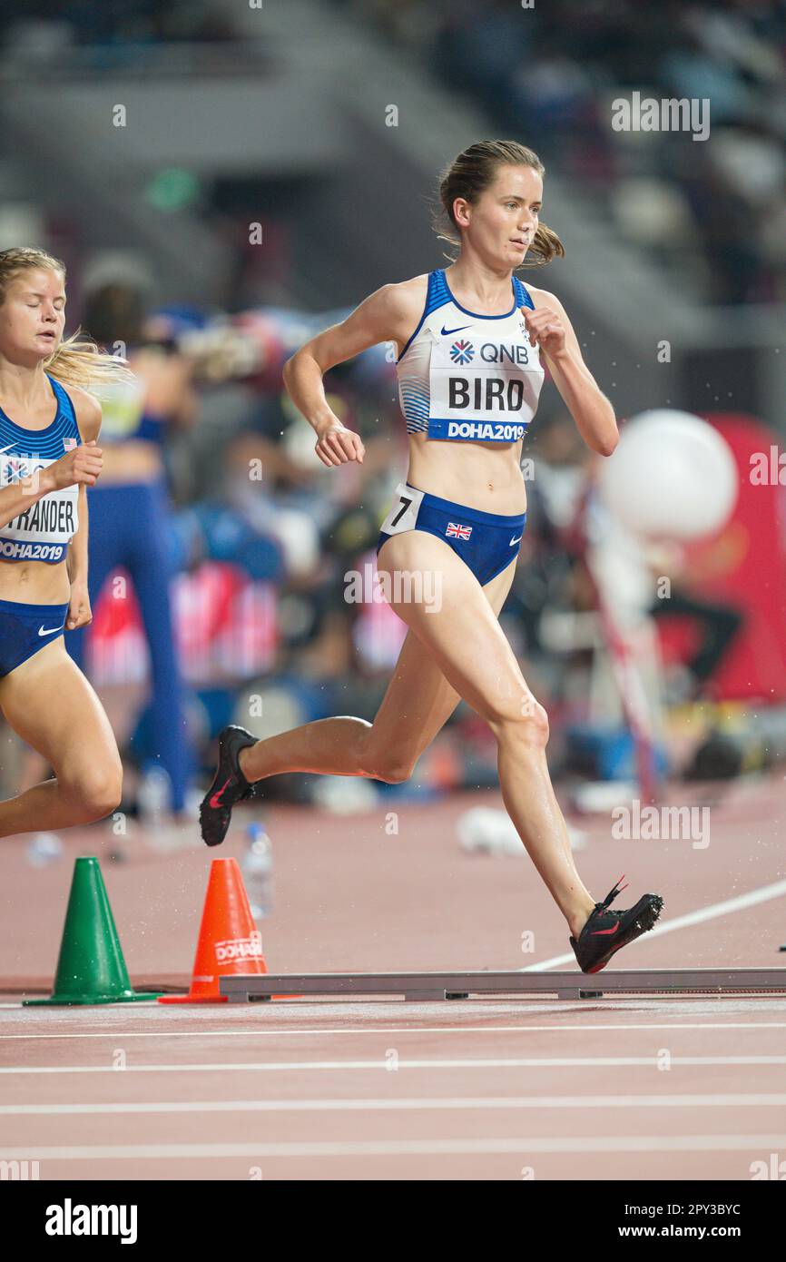 Elizabeth BIRD participating in the 3000 meter steeplechase at the Doha ...