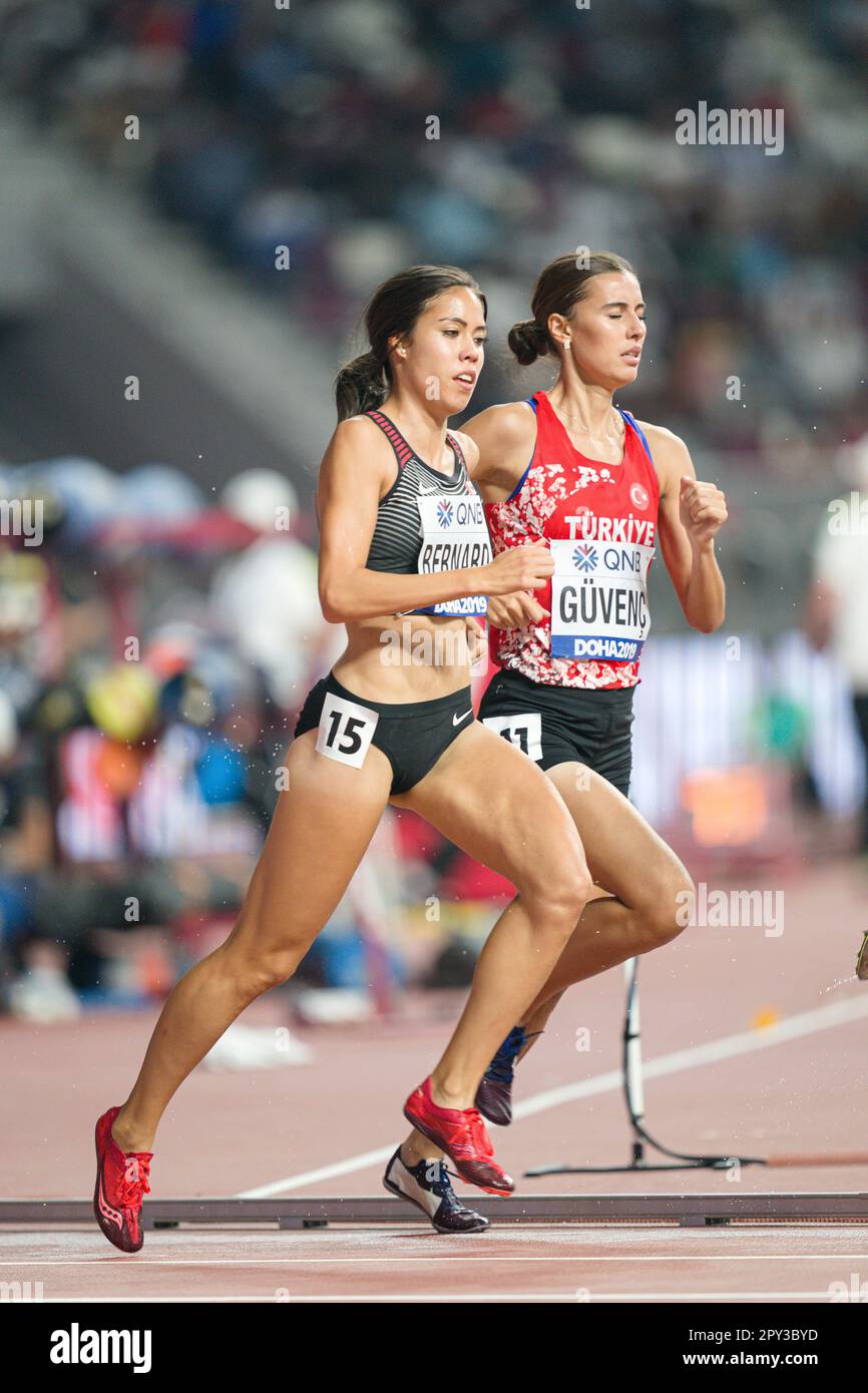 Maria Bernard-Galea participating in the 3000 meter steeplechase at the ...