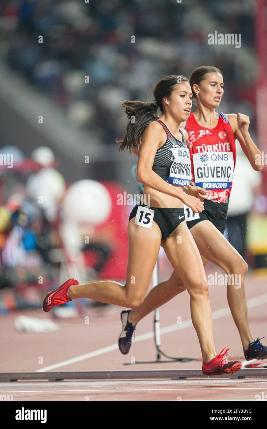 Maria Bernard-Galea participating in the 3000 meter steeplechase at the ...