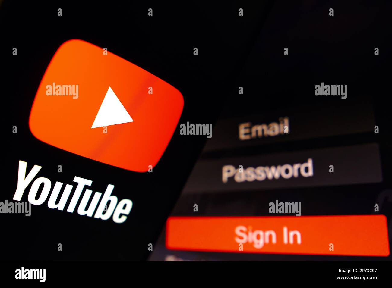 In this photo illustration, the YouTube logo is displayed on a ...