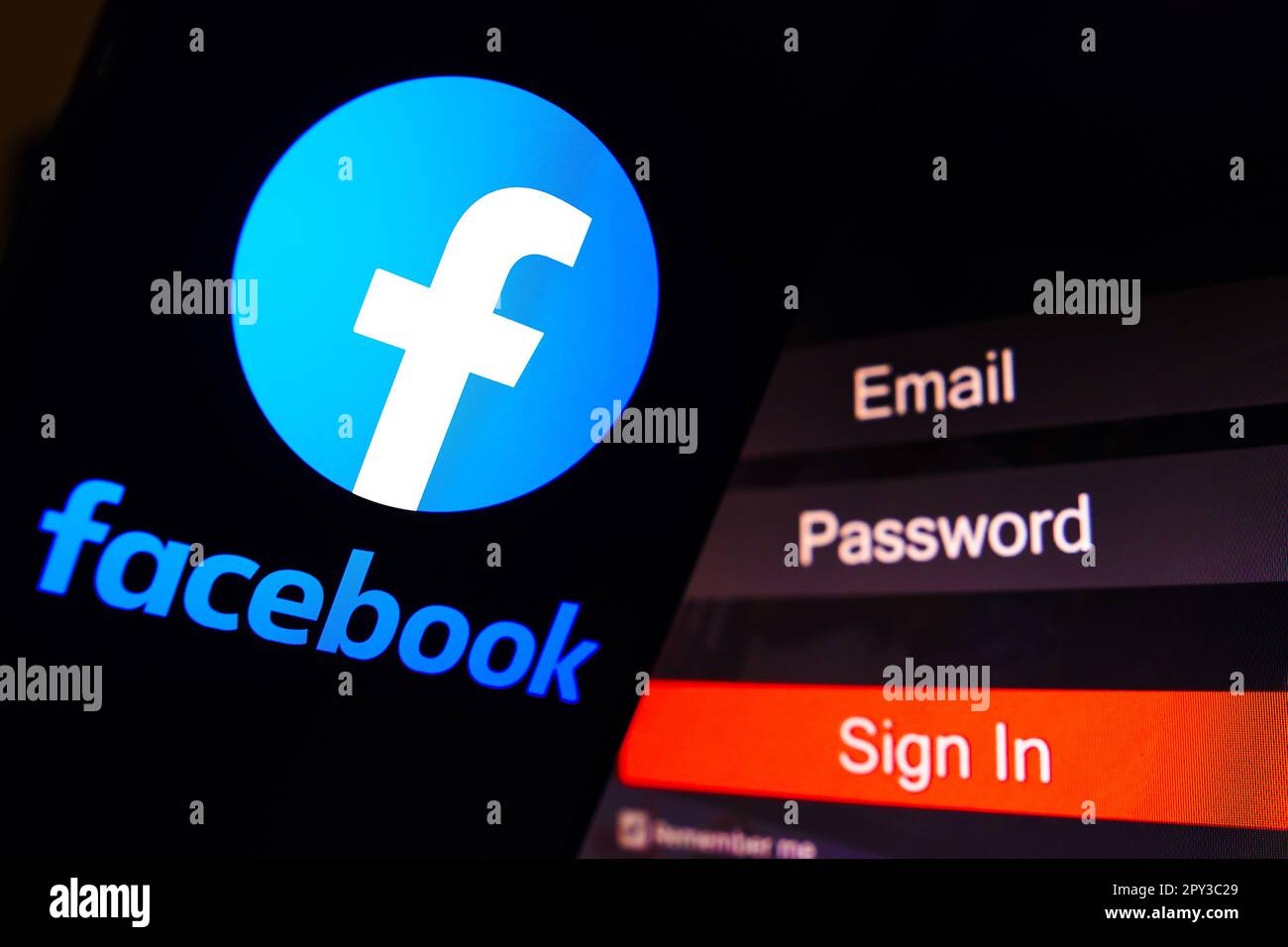 In this photo illustration, the Facebook logo is displayed on a ...