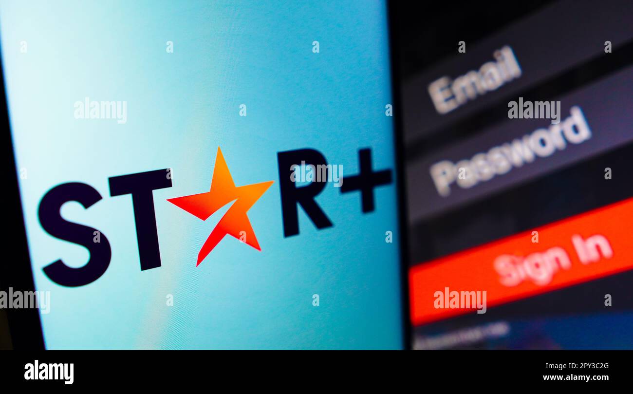 In this photo illustration, the Star Plus logo is displayed on a ...