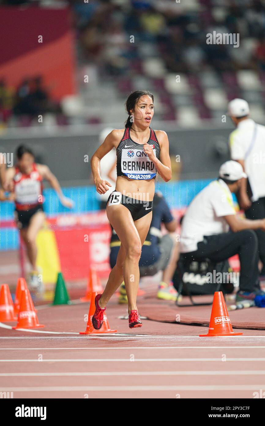 Maria Bernard-Galea participating in the 3000 meter steeplechase at the ...