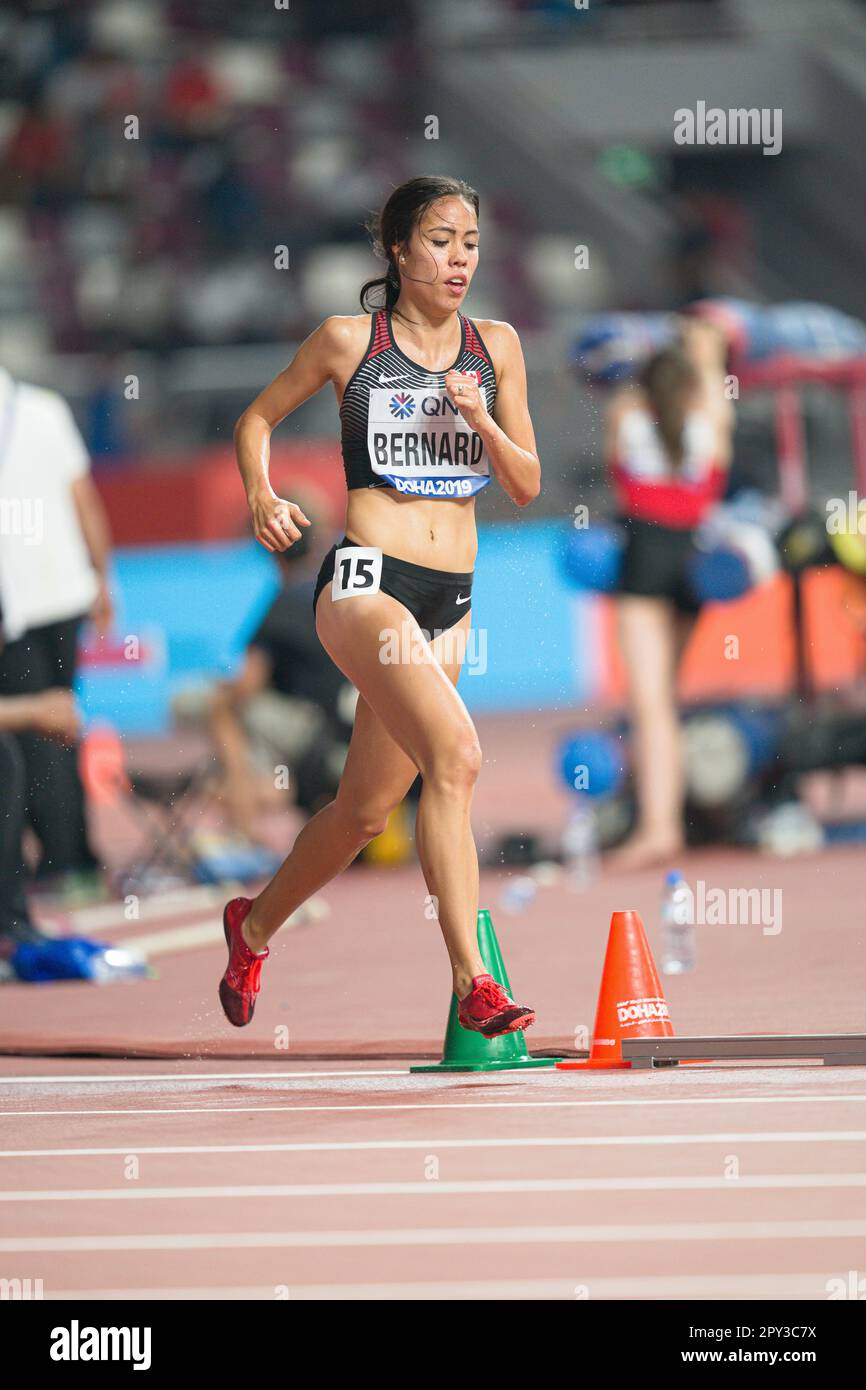 Maria Bernard-Galea participating in the 3000 meter steeplechase at the ...