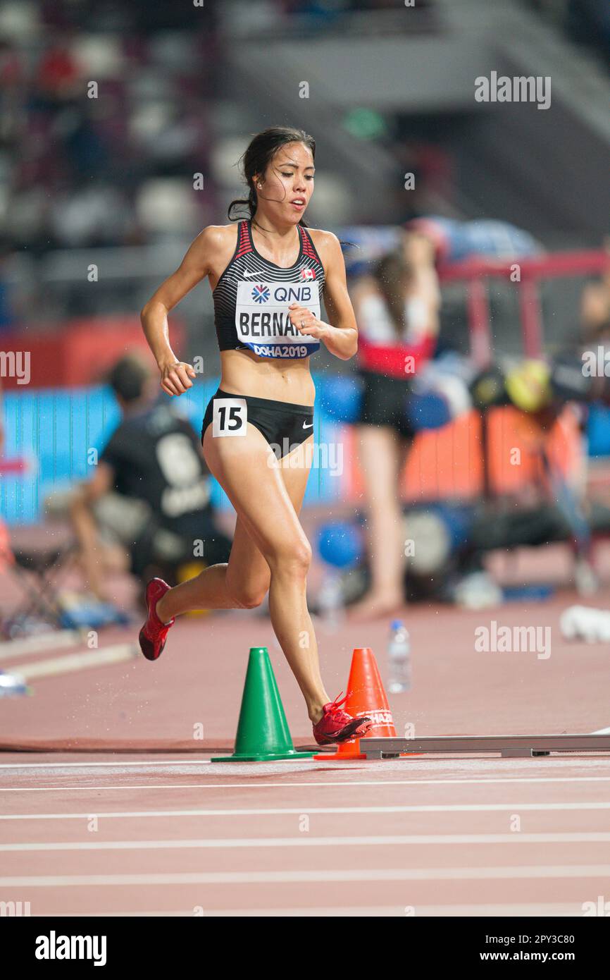 Maria Bernard-Galea participating in the 3000 meter steeplechase at the ...