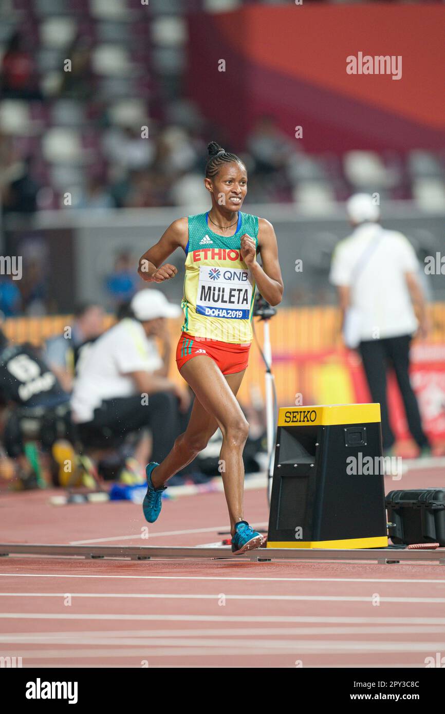 Lomi MULETA participating in the 3000 meter steeplechase at the Doha ...