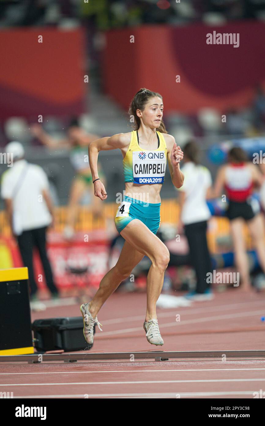 Paige CAMPBELL participating in the 3000 meter steeplechase at the Doha 2019 World Championships ...